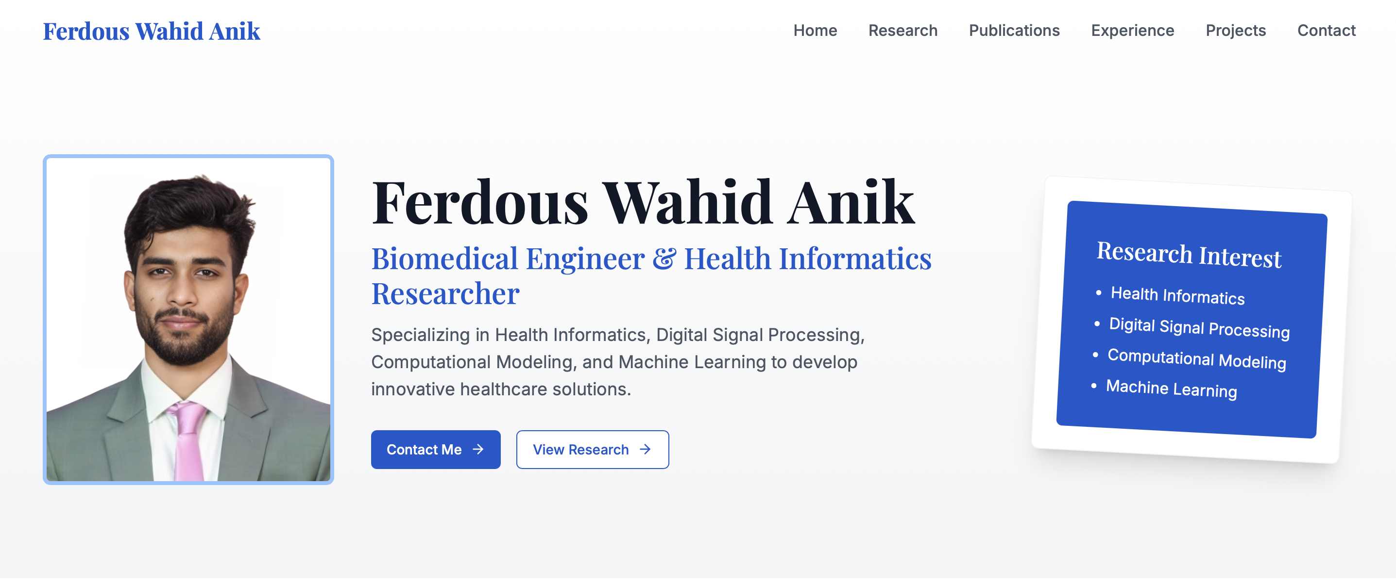 Ferdous Wahid Anik - Biomedical Engineer & Health Informatics Researcher